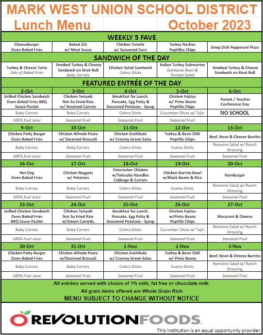 Menus - San Miguel Elementary